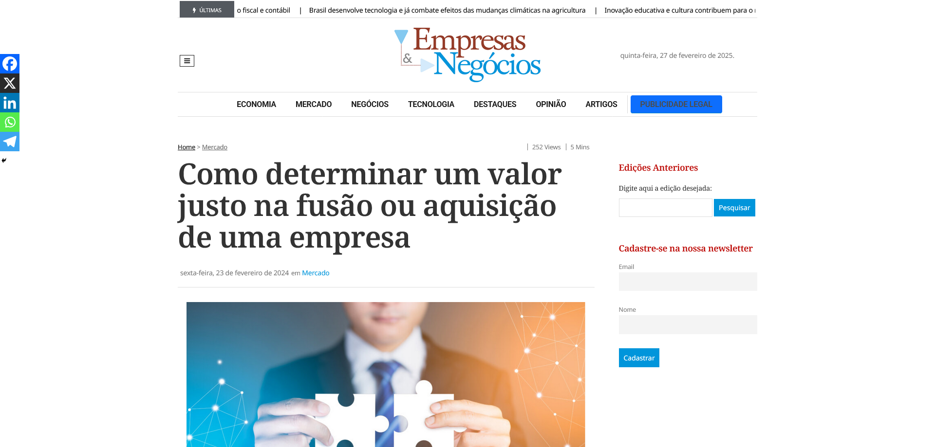 Empresas & Negócios - Como determinar um valor justo na fusão ou ...